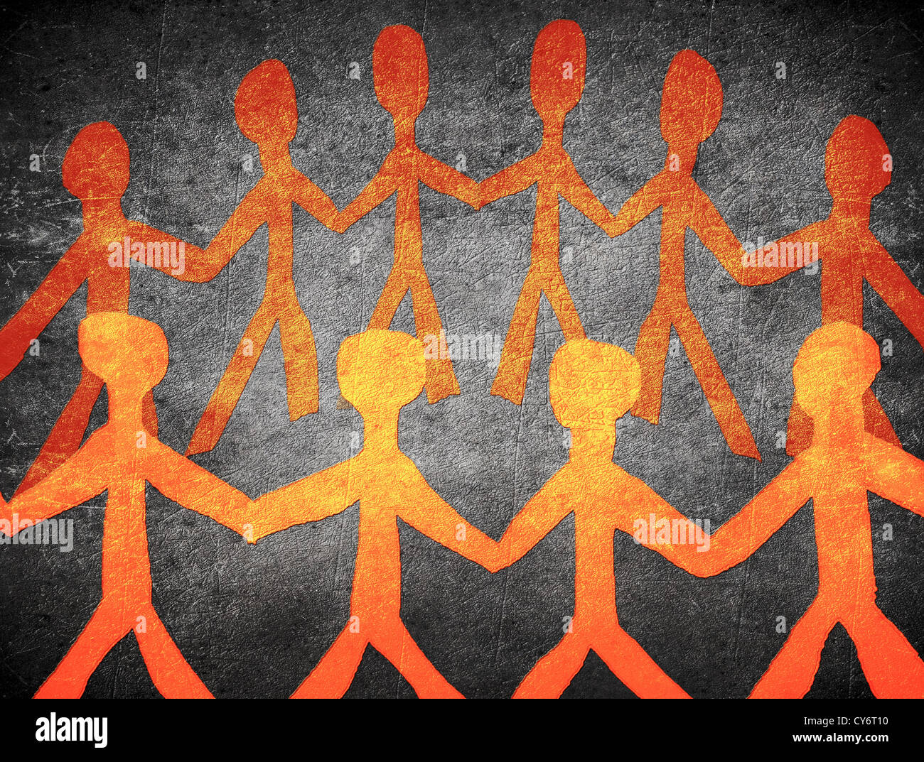 orange children group playing on black background Stock Photo - Alamy