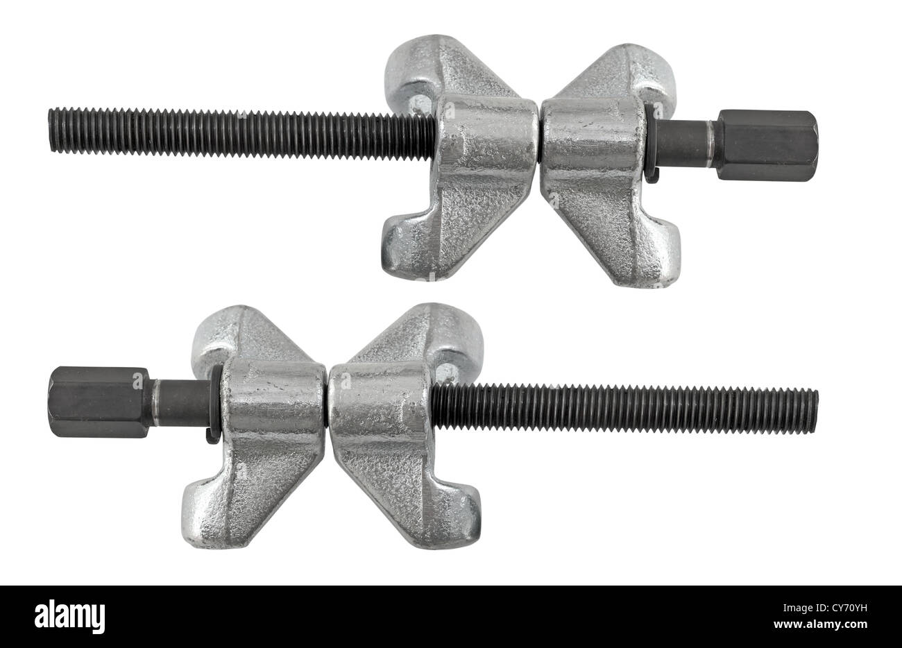 Metal tool for removing of springs car, isolated on white background ...