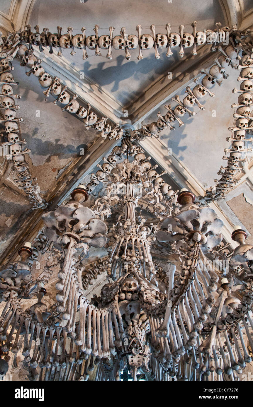 The bizarre Bone Church at Kutna Hora, near Prague, Czech Republic ...