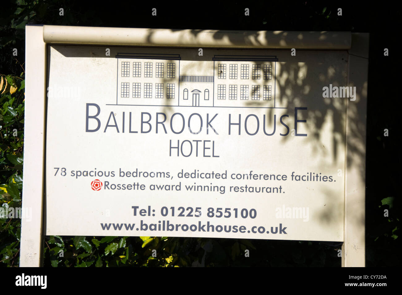 Sign for Bailbrook House Hotel Batheaston Bath Somerset advertising ...