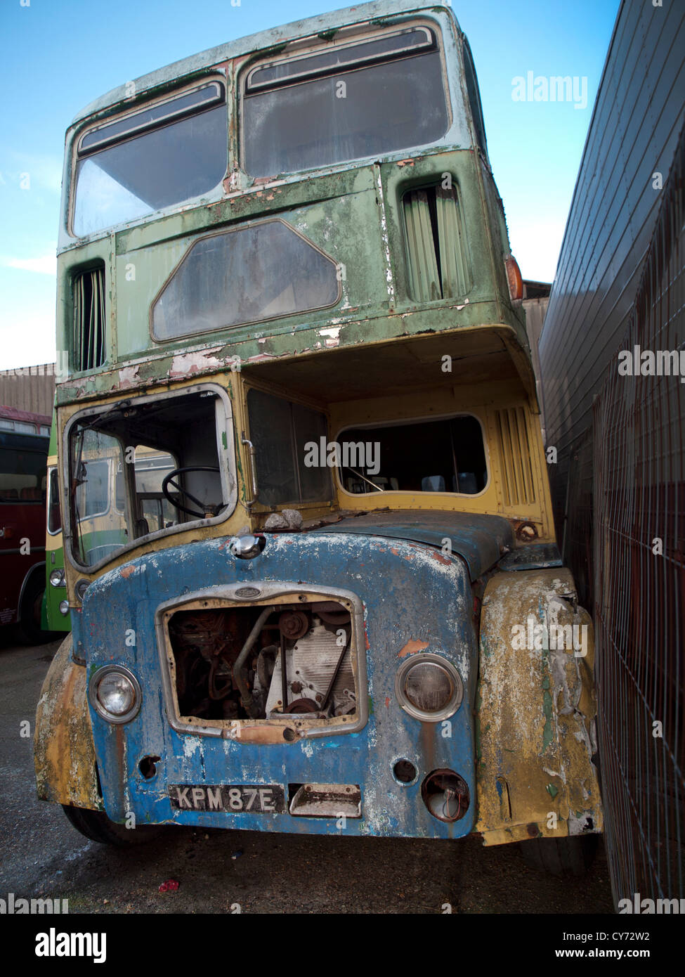 Old double decker bus in scrap hi-res stock photography and images - Alamy
