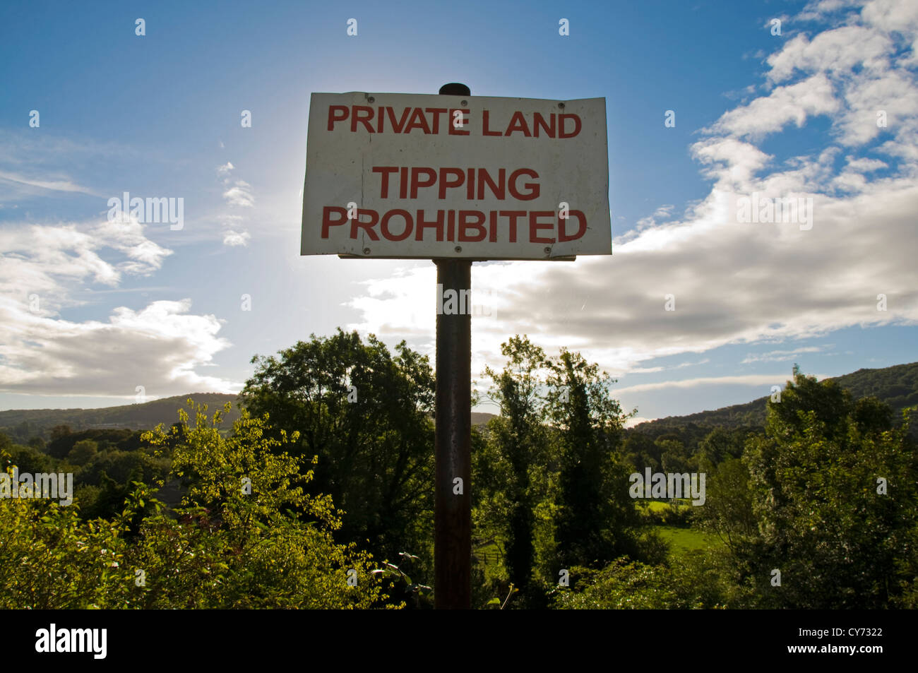 Sign on Private Land saying Tipping Prohibited Stock Photo - Alamy
