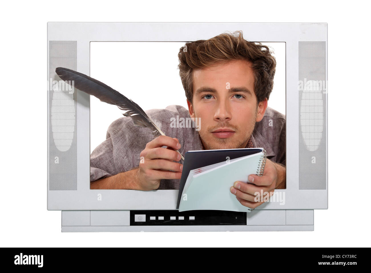 man behind TV Stock Photo - Alamy