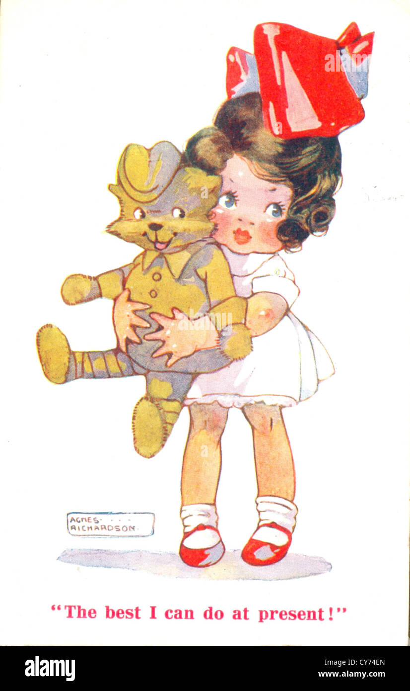 Sentimental postcard of child missing her father Stock Photo - Alamy