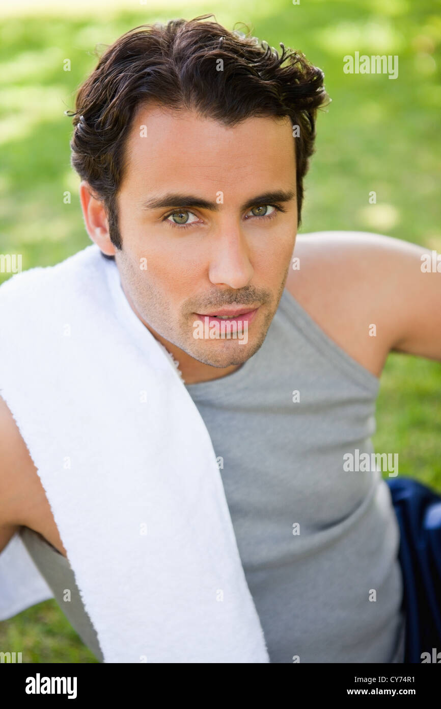 Handsome sitting looking up upwards hi-res stock photography and images ...