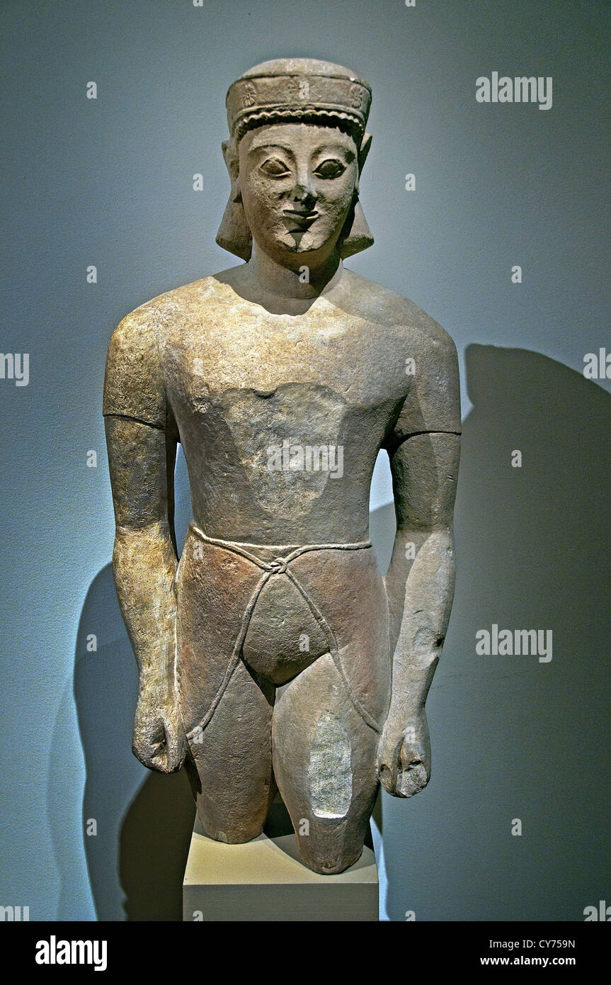 Limestone Man Male figure Golgoi Archaic mid 6th century B.C. Cypriot ...