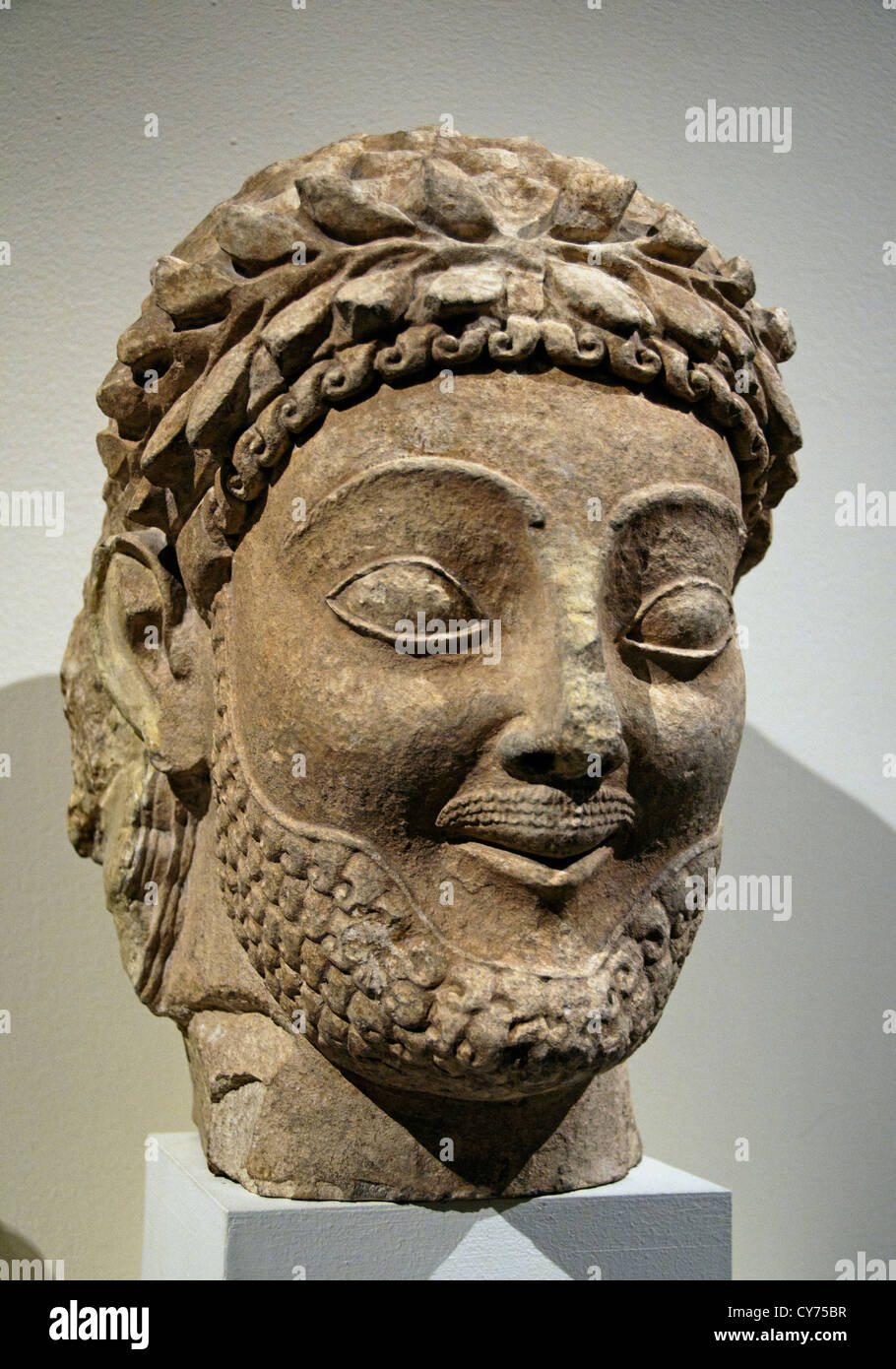 Limestone male head archaic late 6th century B.C. Cypriot 38 cm Cyprus ...