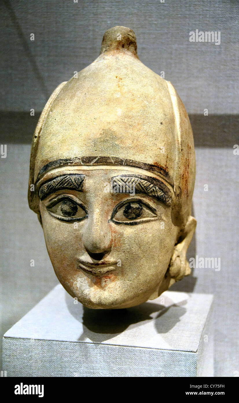 Terracotta head of a man Cypro-Archaic II 600 B.C. Cypriot 29 cm Cyprus ...