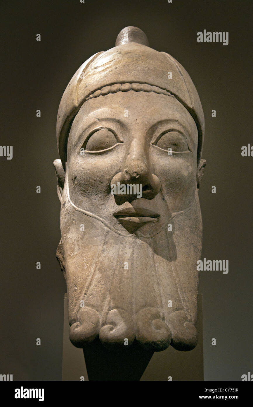 Limestone head of a bearded man Archaic early 6th century B.C. Cypriot ...