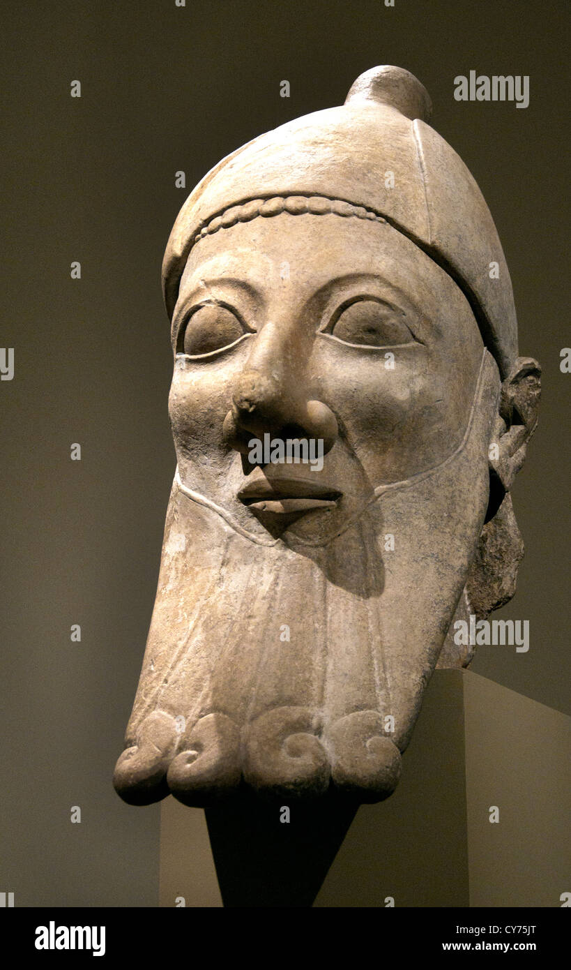 Limestone head of a bearded man Archaic early 6th century B.C. Cypriot ...