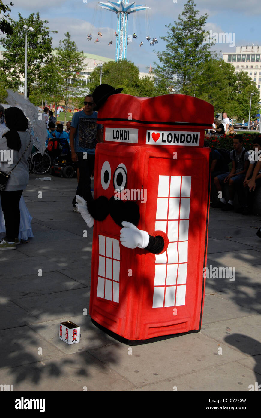 Street performer busking on South Bank arts complex, London, UK Stock ...