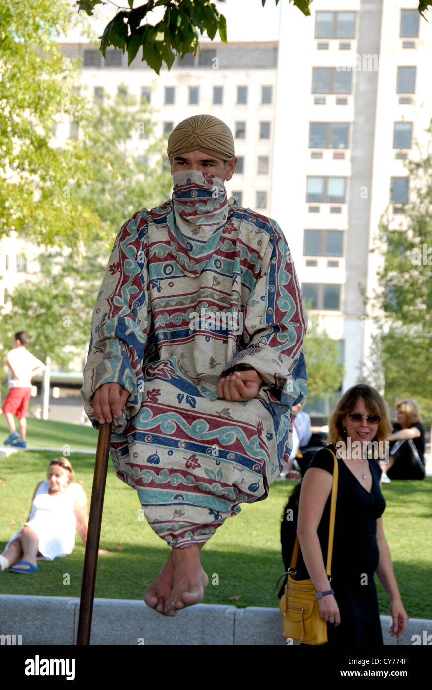 Street performer busking on South Bank arts complex, London, UK Stock ...