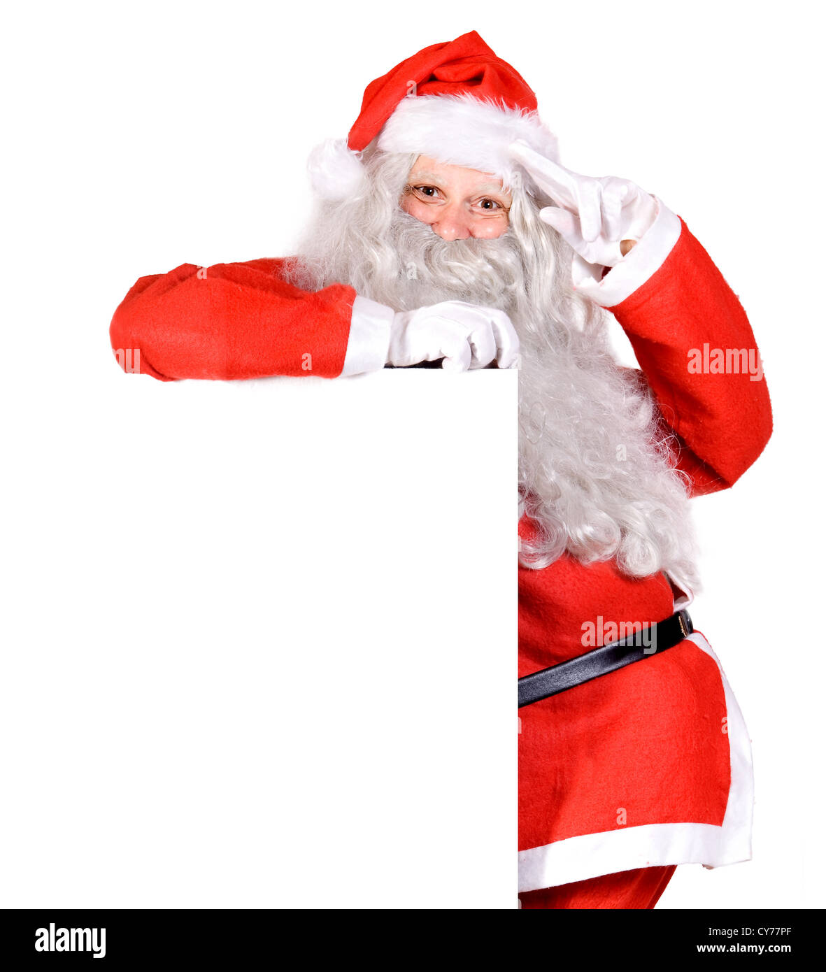 Santa Claus holding a blank sign Stock Photo - Alamy