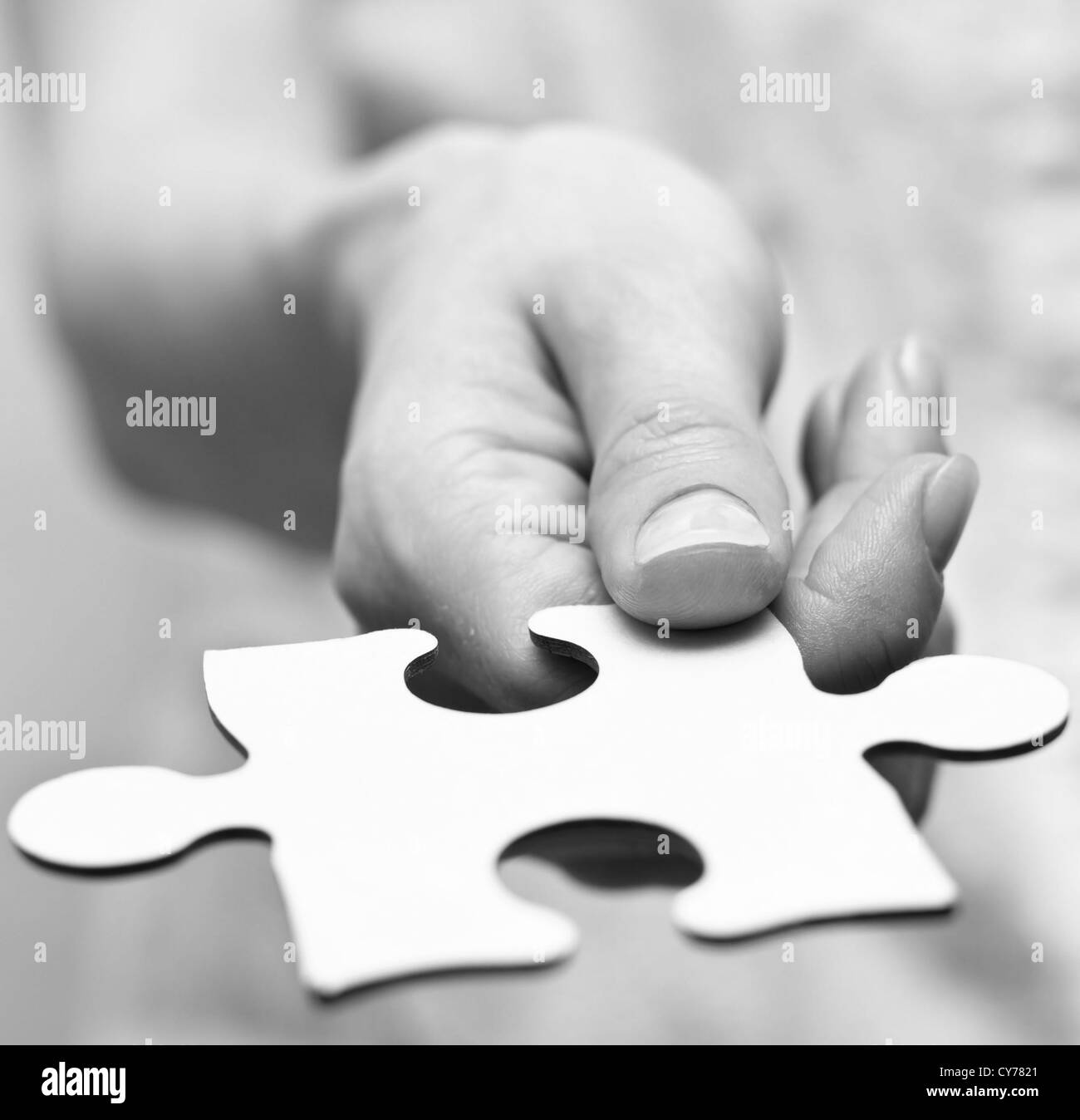 Human hands holding the missing piece Stock Photo - Alamy