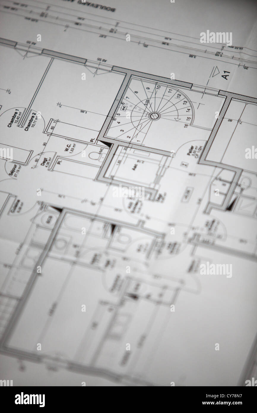 Close-up of house plans Stock Photo - Alamy