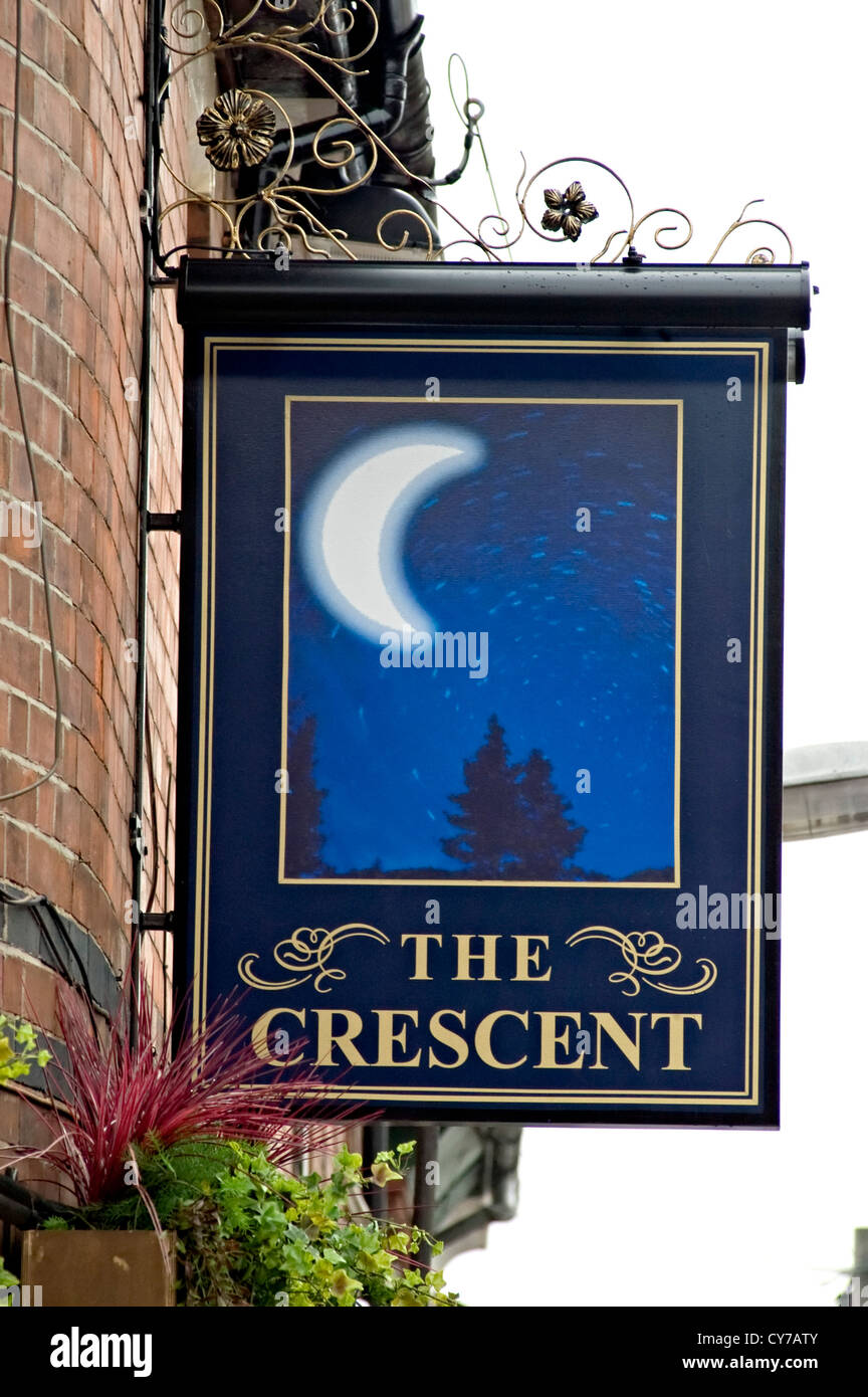 the crescent Pub sign Stock Photo - Alamy