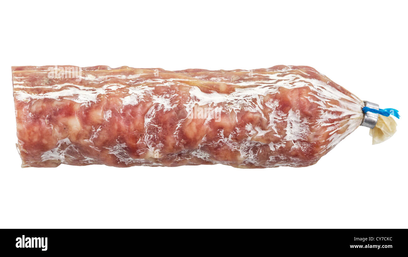 dried pork salami isolated on white background Stock Photo - Alamy