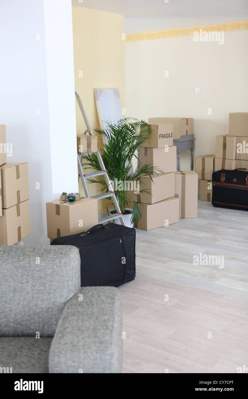 Interior of apartment during moving Stock Photo - Alamy
