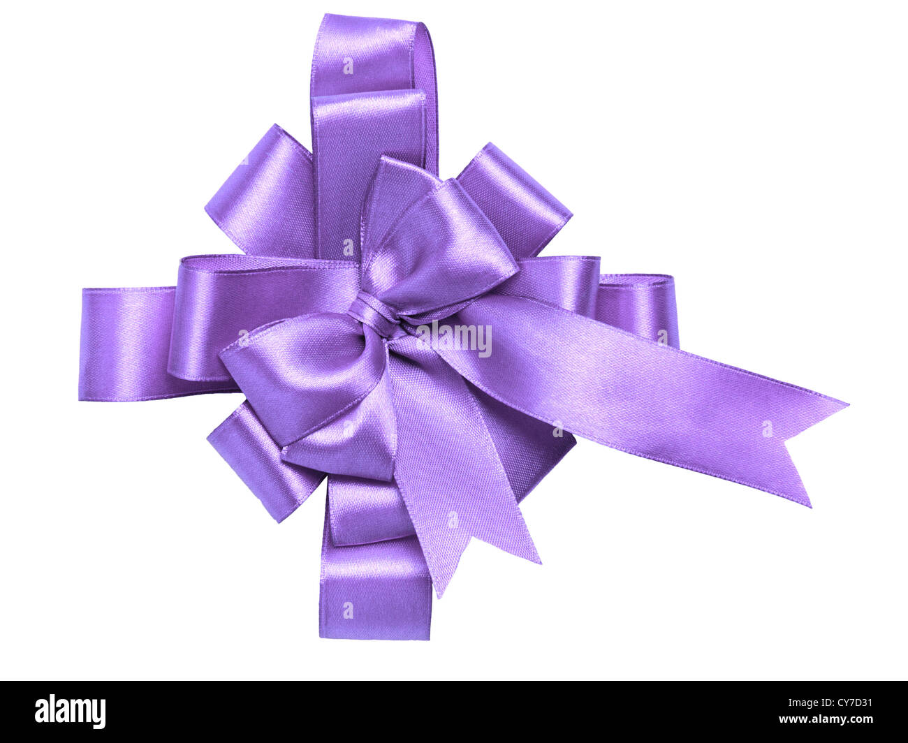 award purple bow made of ribbon isolated on white Stock Photo - Alamy
