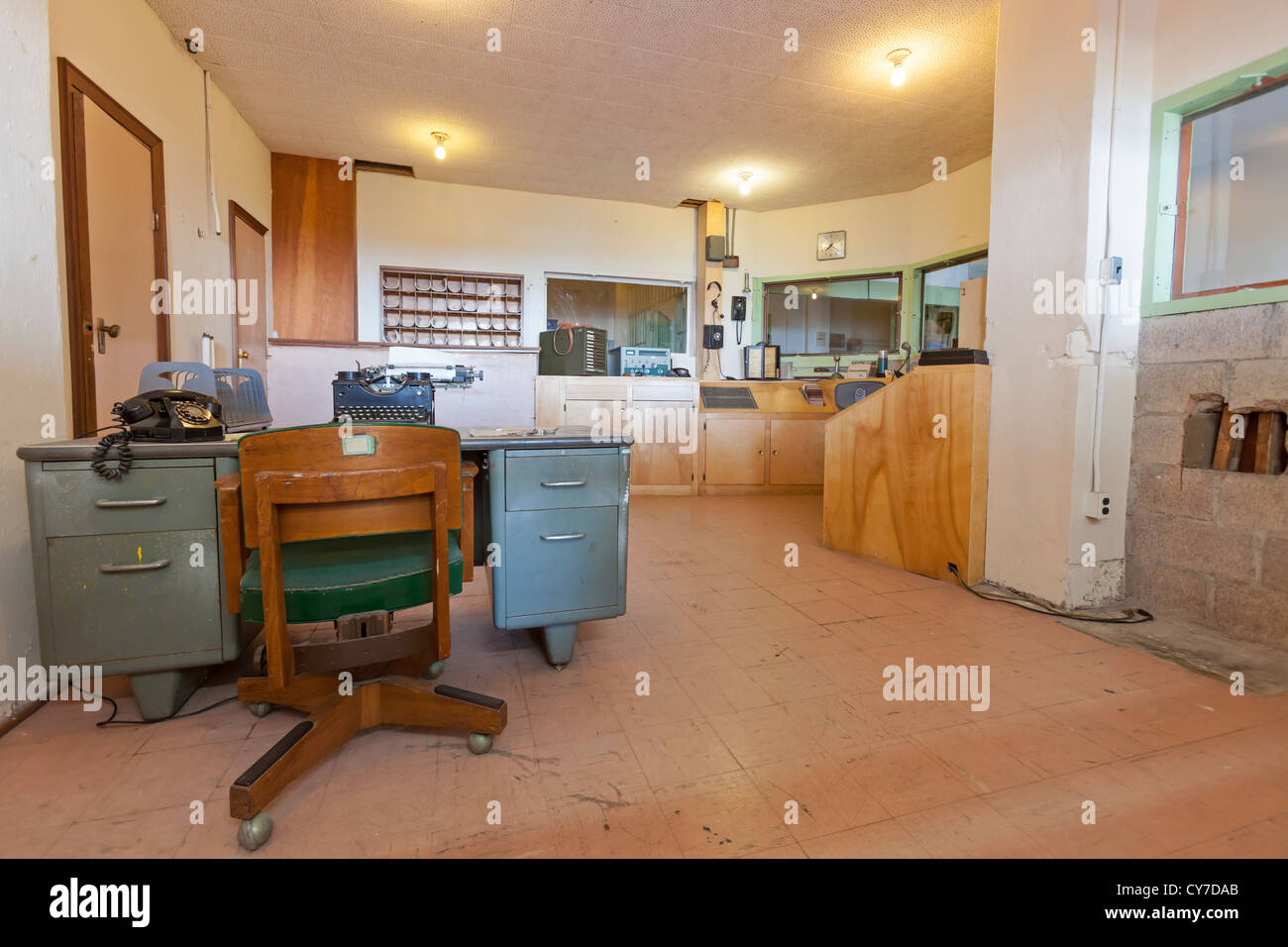 A view of Alcatraz Federal Prison command center and officer center ...