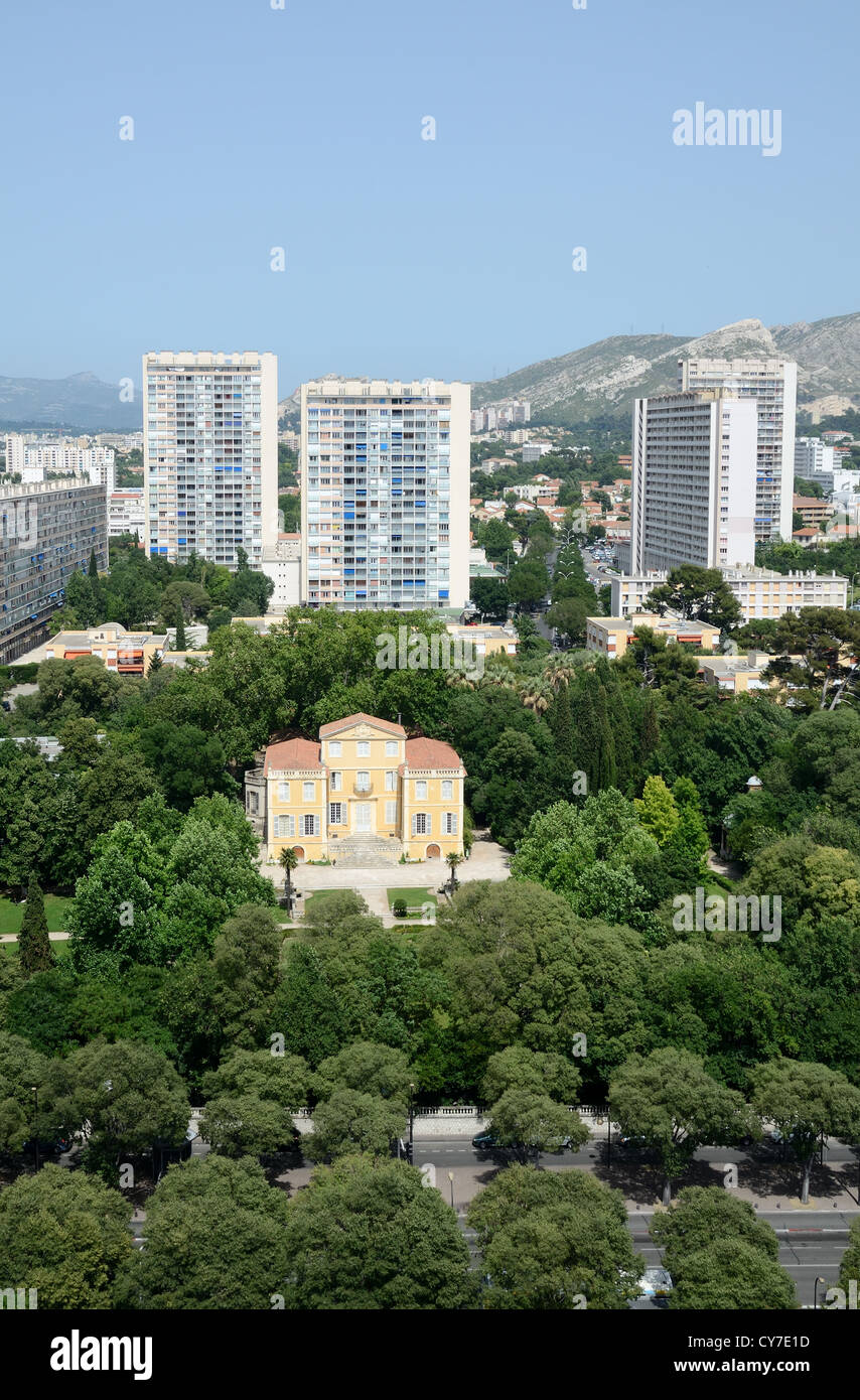 Aerial View of c18th Bastide de la Magalone Park & Tower Blocks in ...