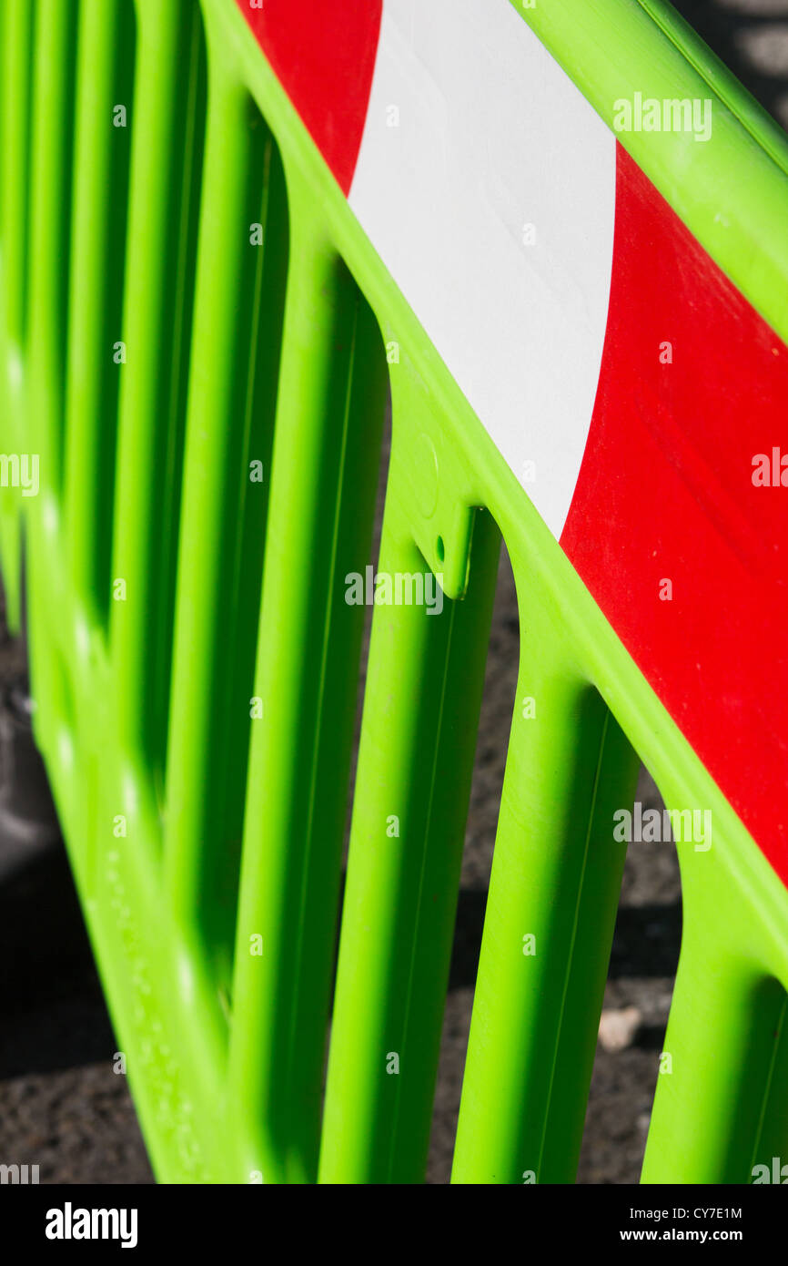 Pedestrian safety barriers installed while utility company working on ...