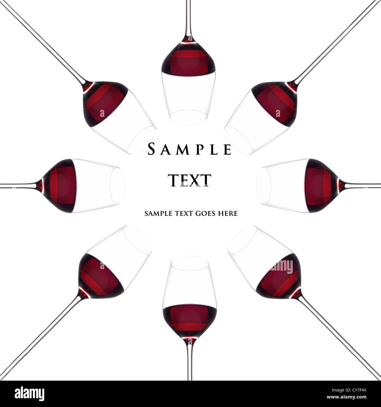 Wine Glasses With Red Wine Design With Copy Text Stock Photo - Alamy