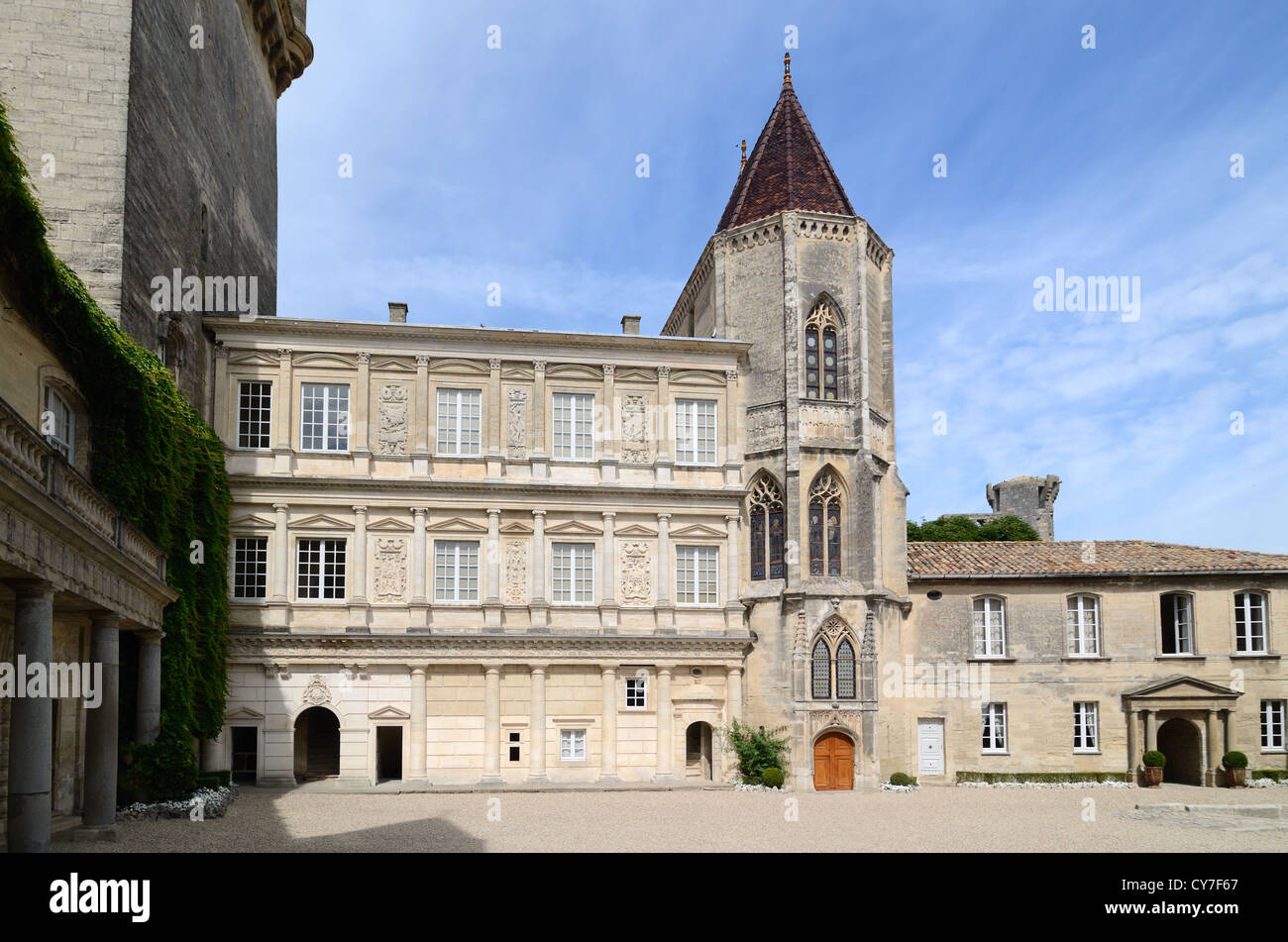 Renaissance Facade and Courtyard of Uzès Château or Duchy Palace Uzès ...