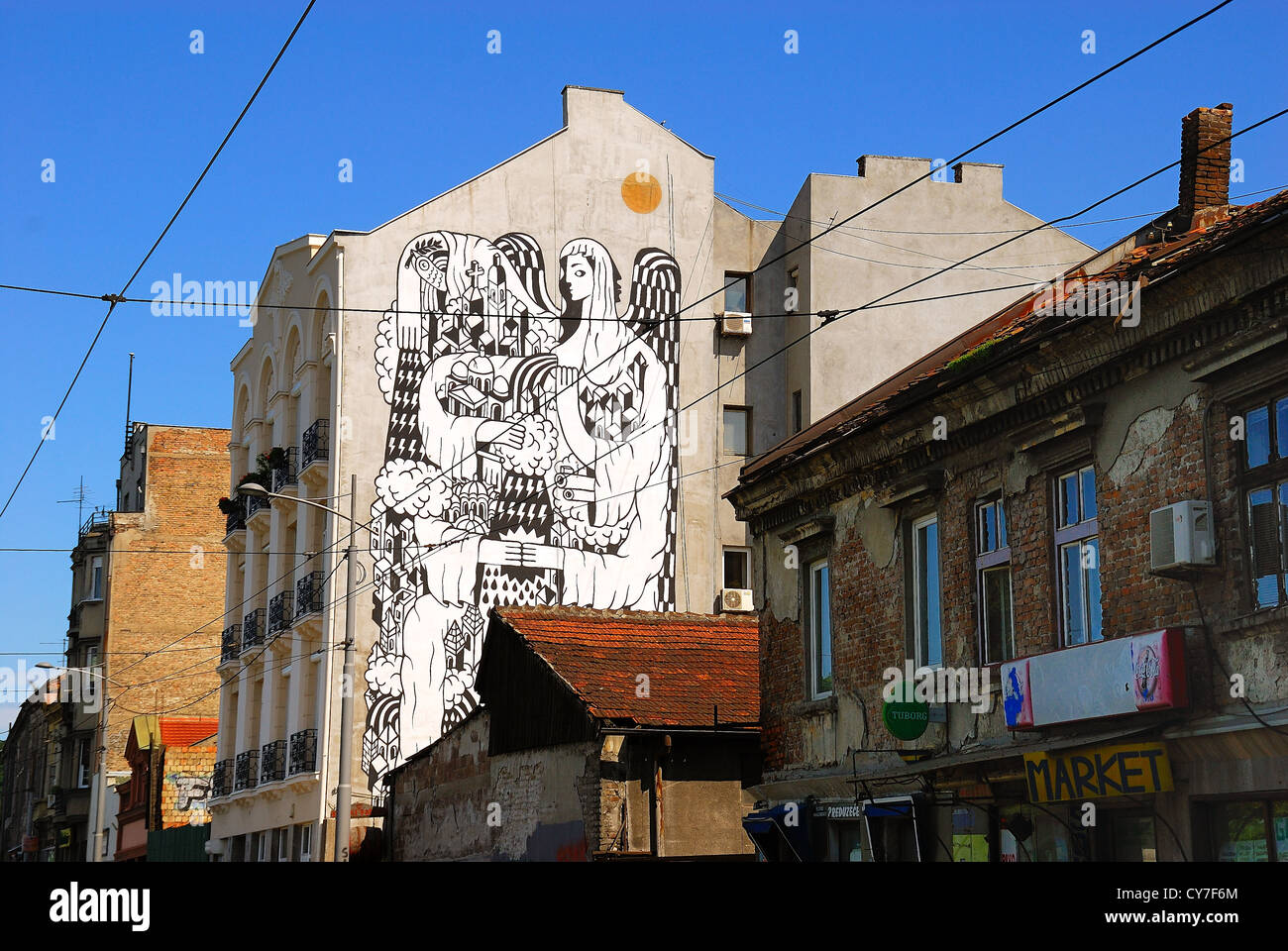 Belgrade, Serbia : "La Santa de Beograd". Mural painting, acrylic and ...