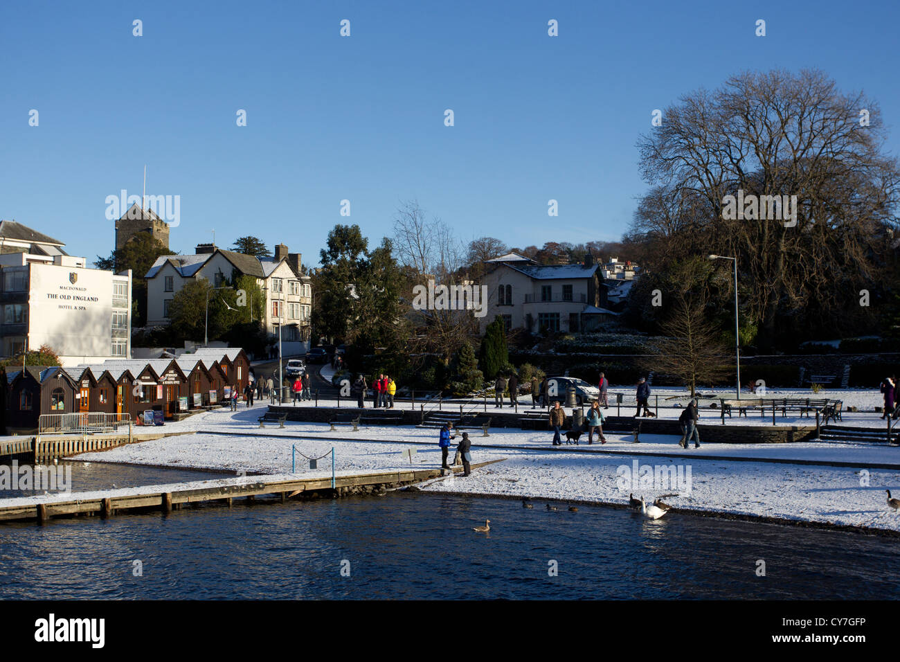 Lake Windermere in the cold winter with snow -Lake District National ...