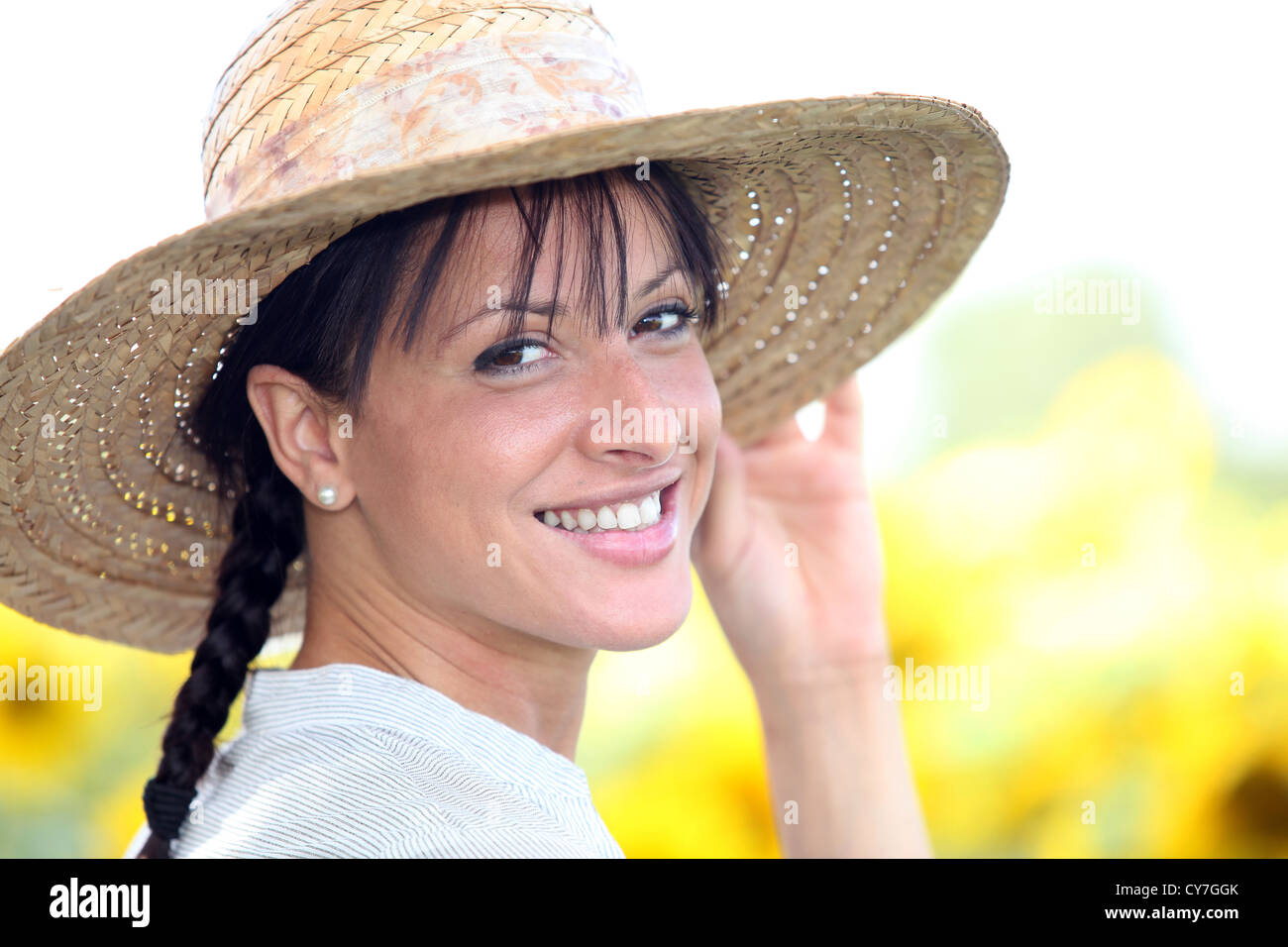 Young woman in a straw hat Stock Photo - Alamy