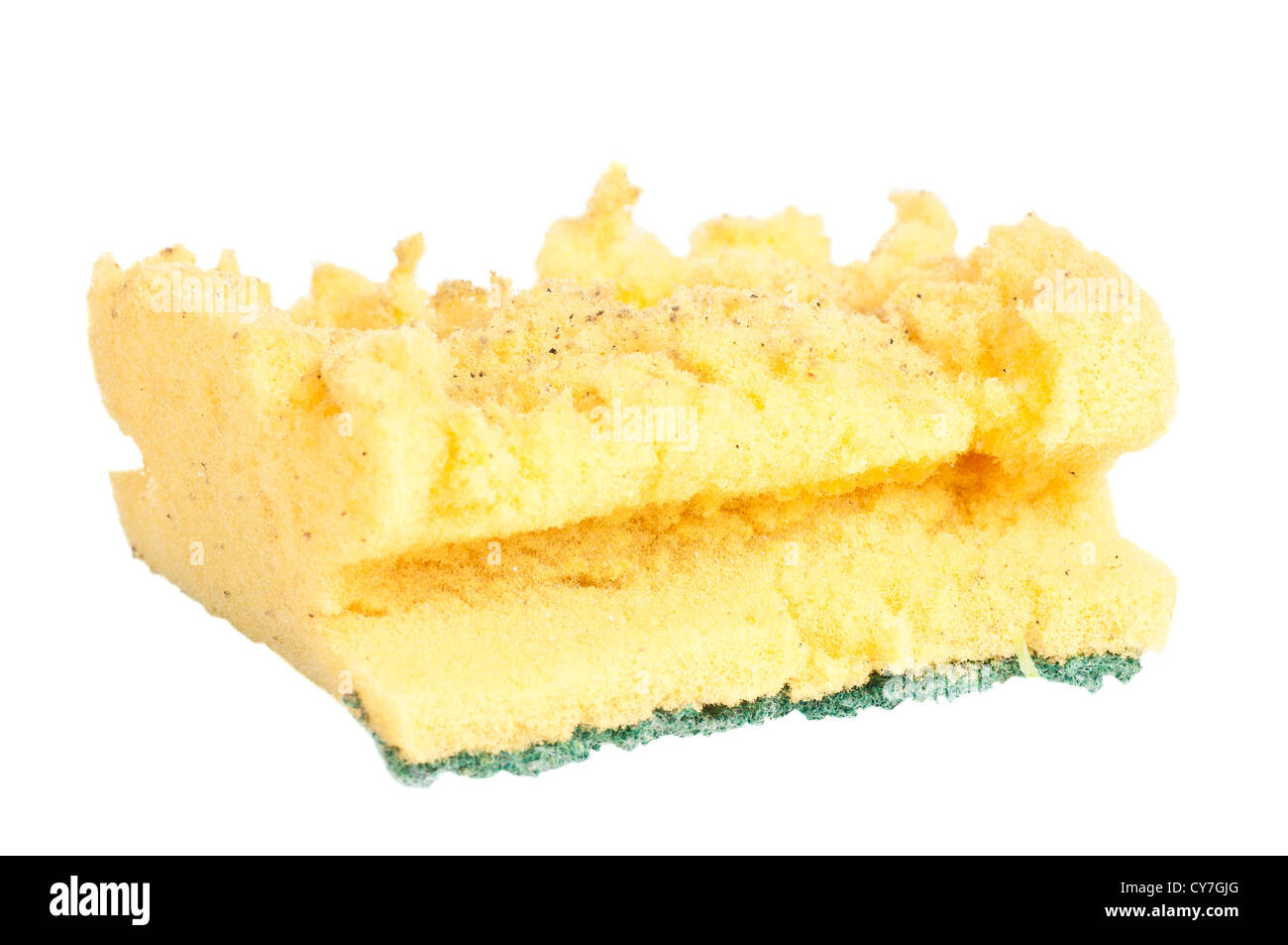 Old kitchen sponge on a white background Stock Photo - Alamy