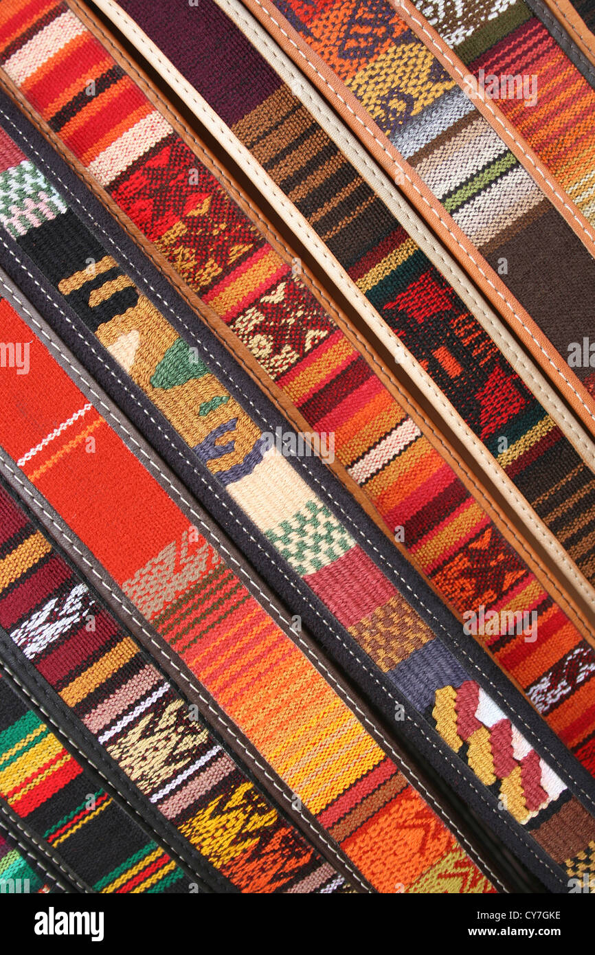 Handmade, colorful belts in an abstract variety of styles, colors and ...