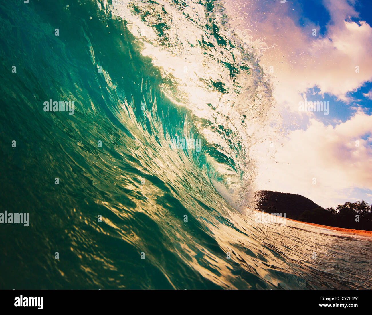 Beautiful Sunset Wave Stock Photo - Alamy