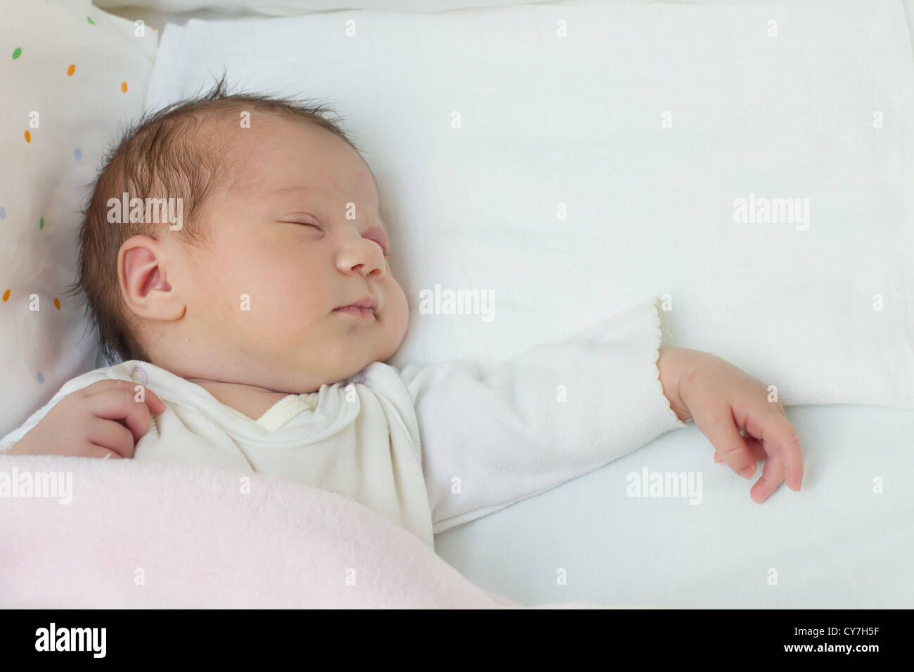 Cute newborn baby girl sleeping portrait Stock Photo - Alamy