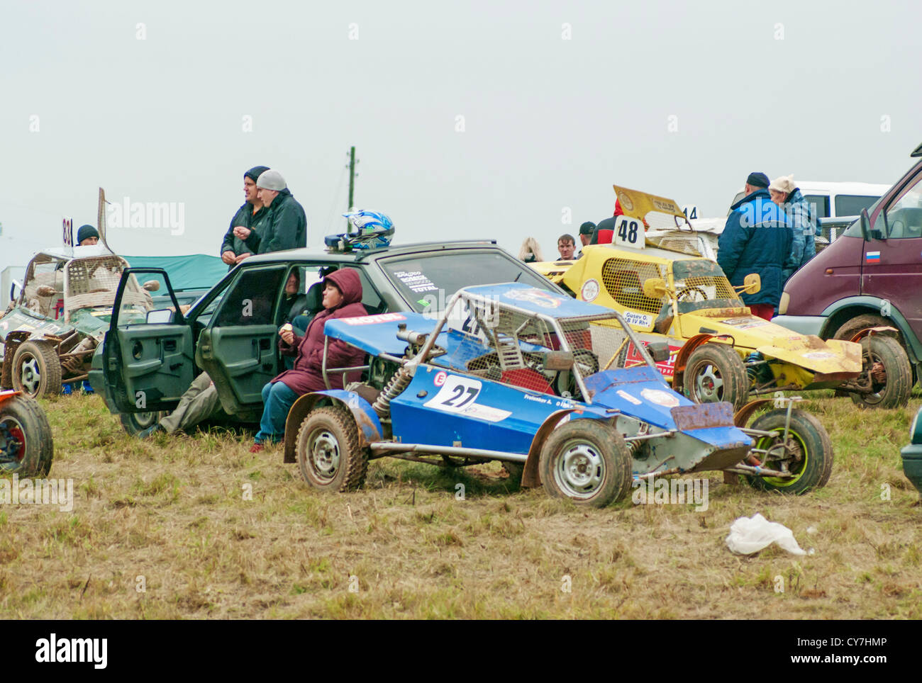 View racing car camping Stock Photo - Alamy