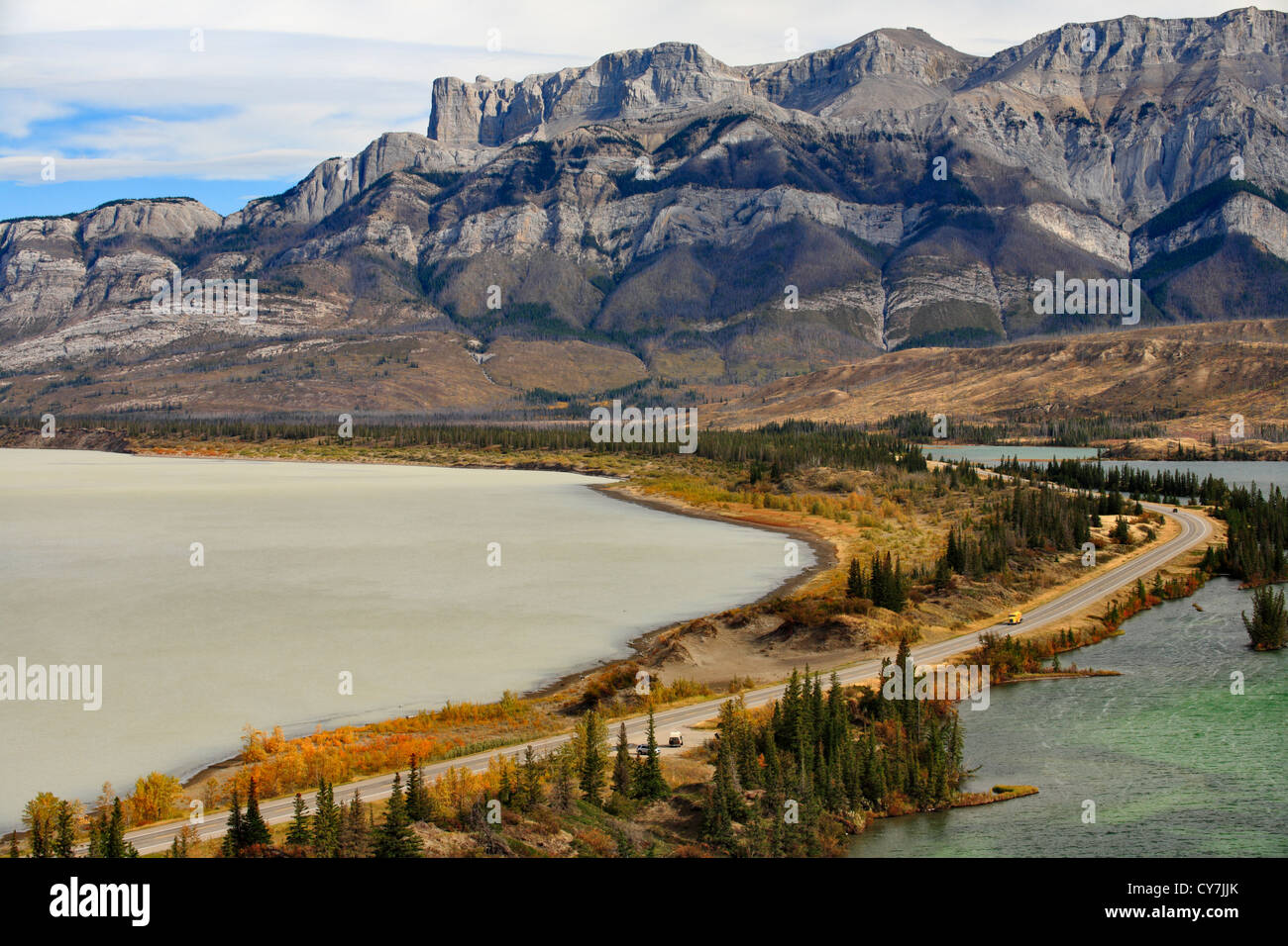View of Highway 16 from Cinquefoil Bluff with Talbot Lake and Athabasca ...