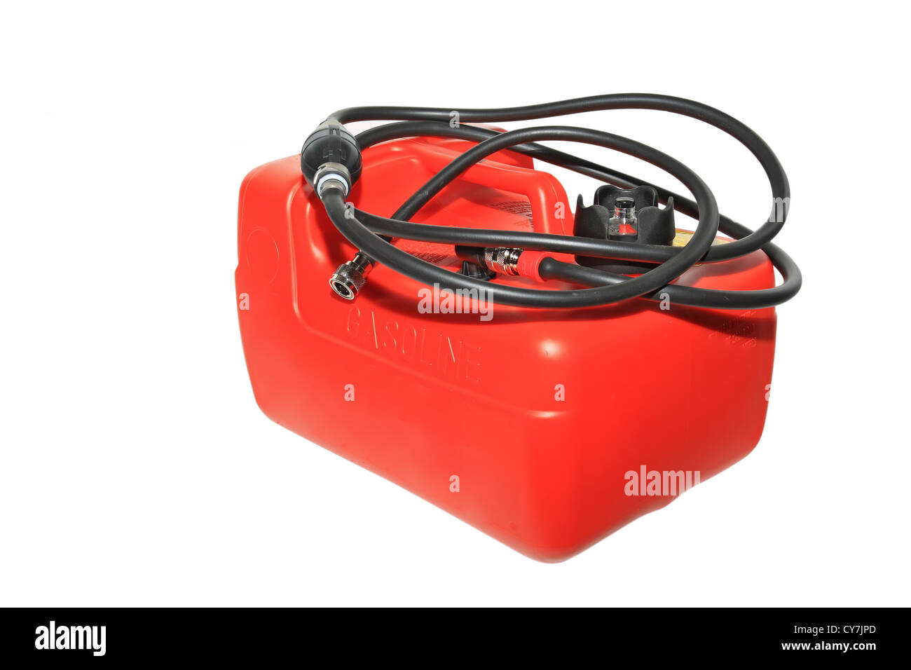 red jerry can on a white background Stock Photo - Alamy