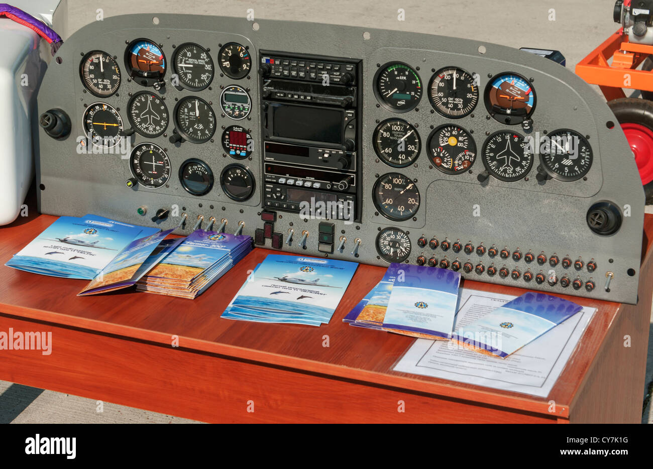 Airplane dashboard from "Odessaviaremservis" aircrafts Stock Photo - Alamy