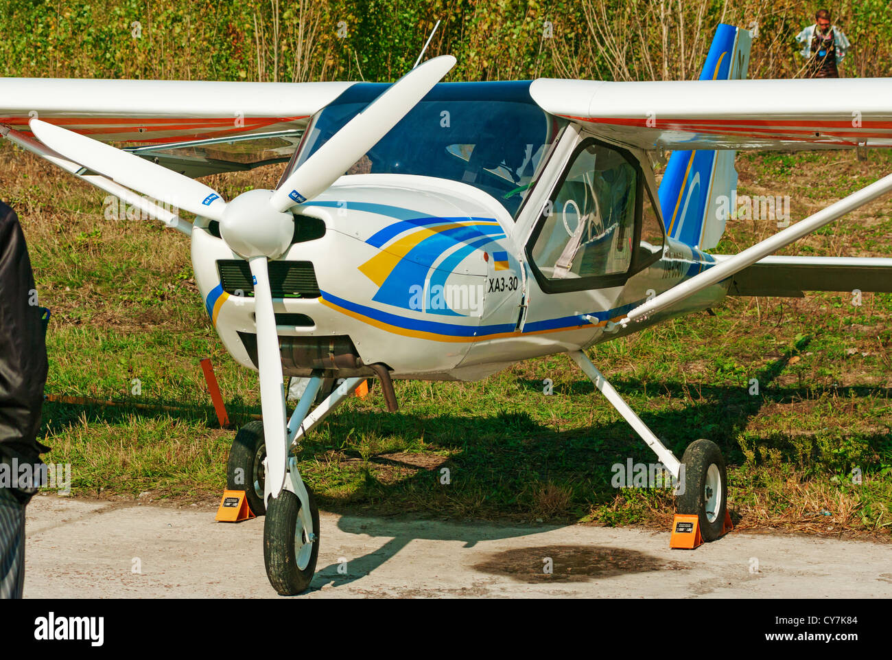 Light airplane for cruising and training - front view Stock Photo - Alamy