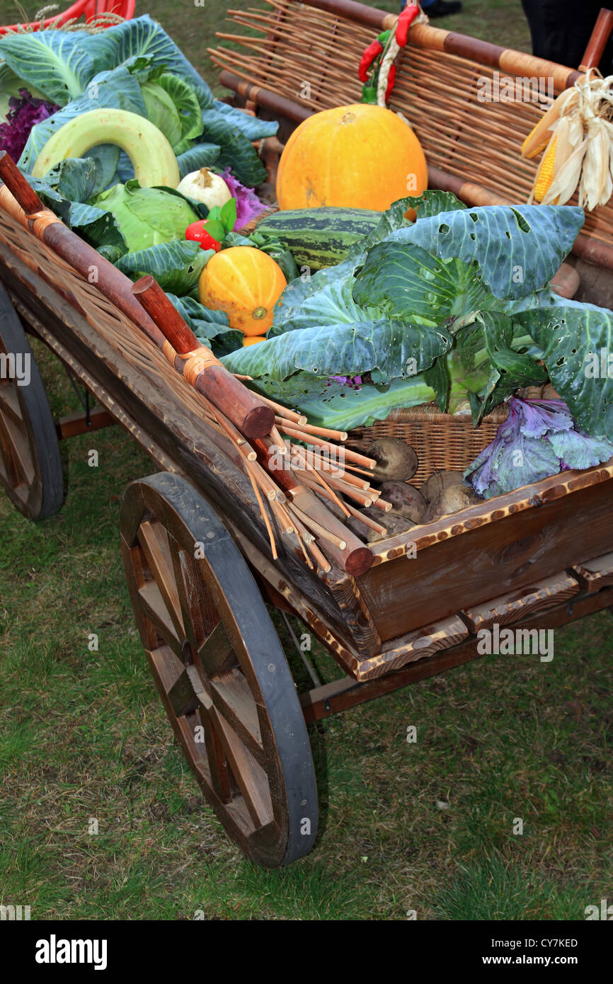 vegetables in cart on rural market Stock Photo - Alamy