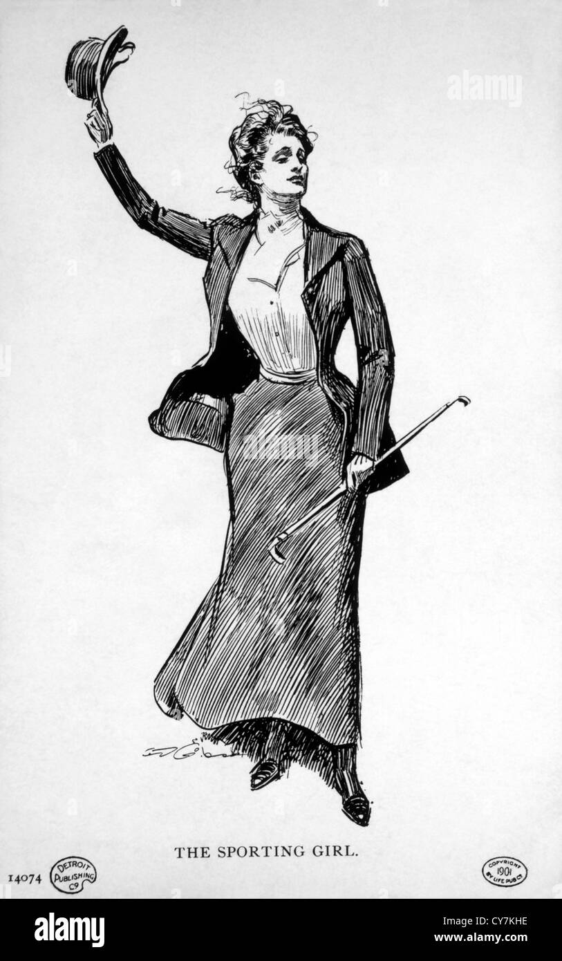 The Sporting Girl, Drawing by Charles Dana Gibson, Circa, 1903 Stock ...