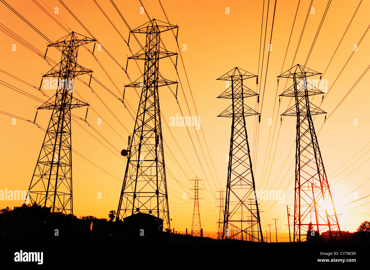 Electric power transmission lines Stock Photo - Alamy