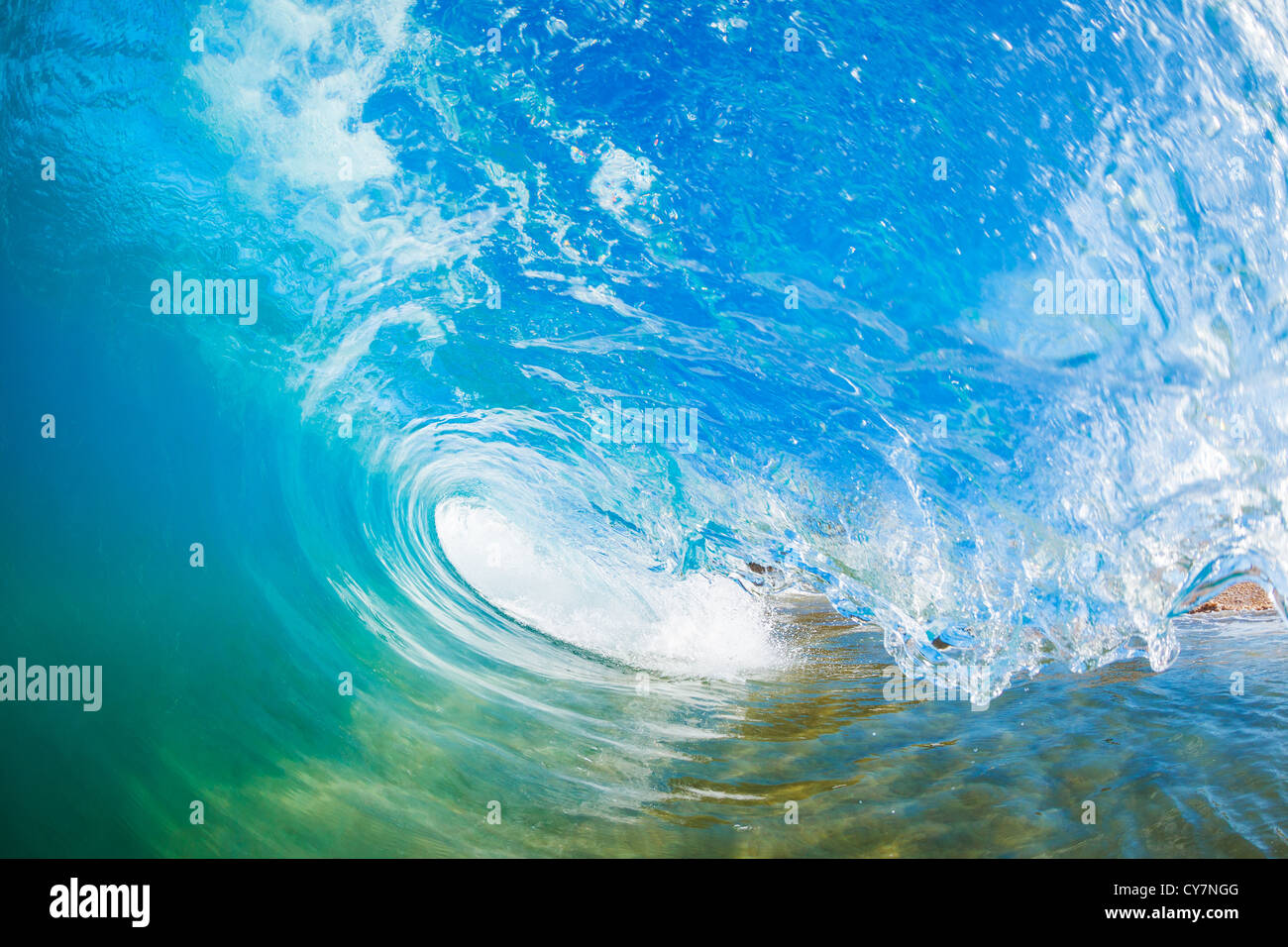 Blue Ocean Wave, View inside the Wave Stock Photo - Alamy
