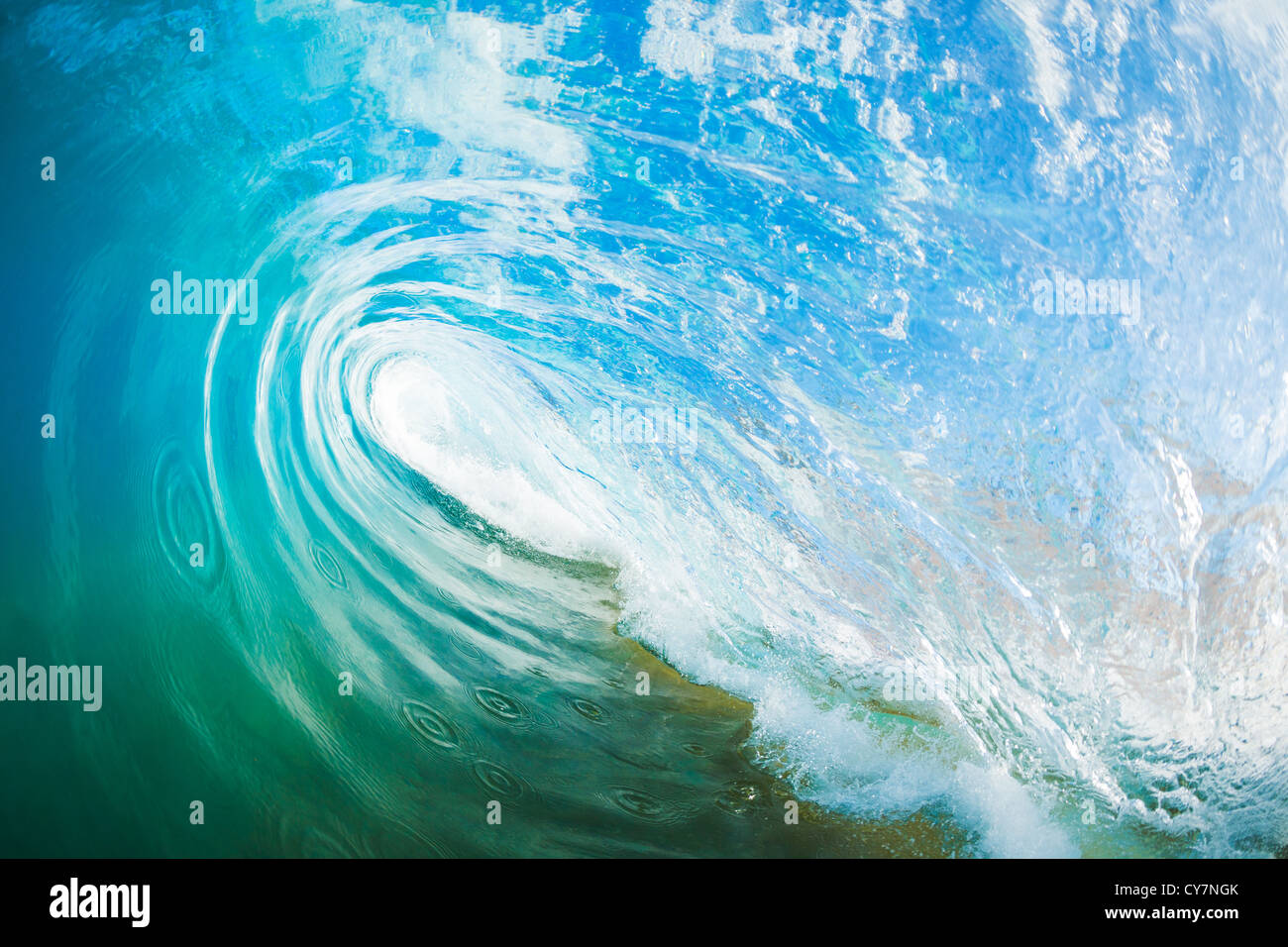 Blue Ocean Wave, View inside the Wave Stock Photo - Alamy