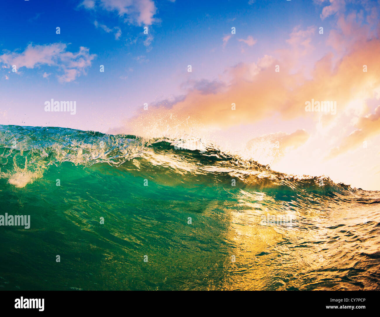 Beautiful Sunset Wave Stock Photo - Alamy