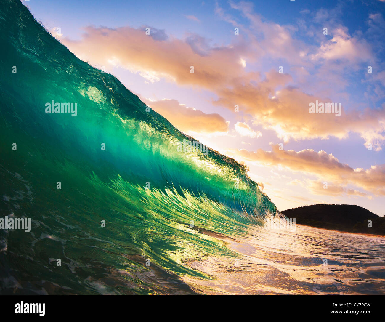 Beautiful Sunset Wave Stock Photo - Alamy