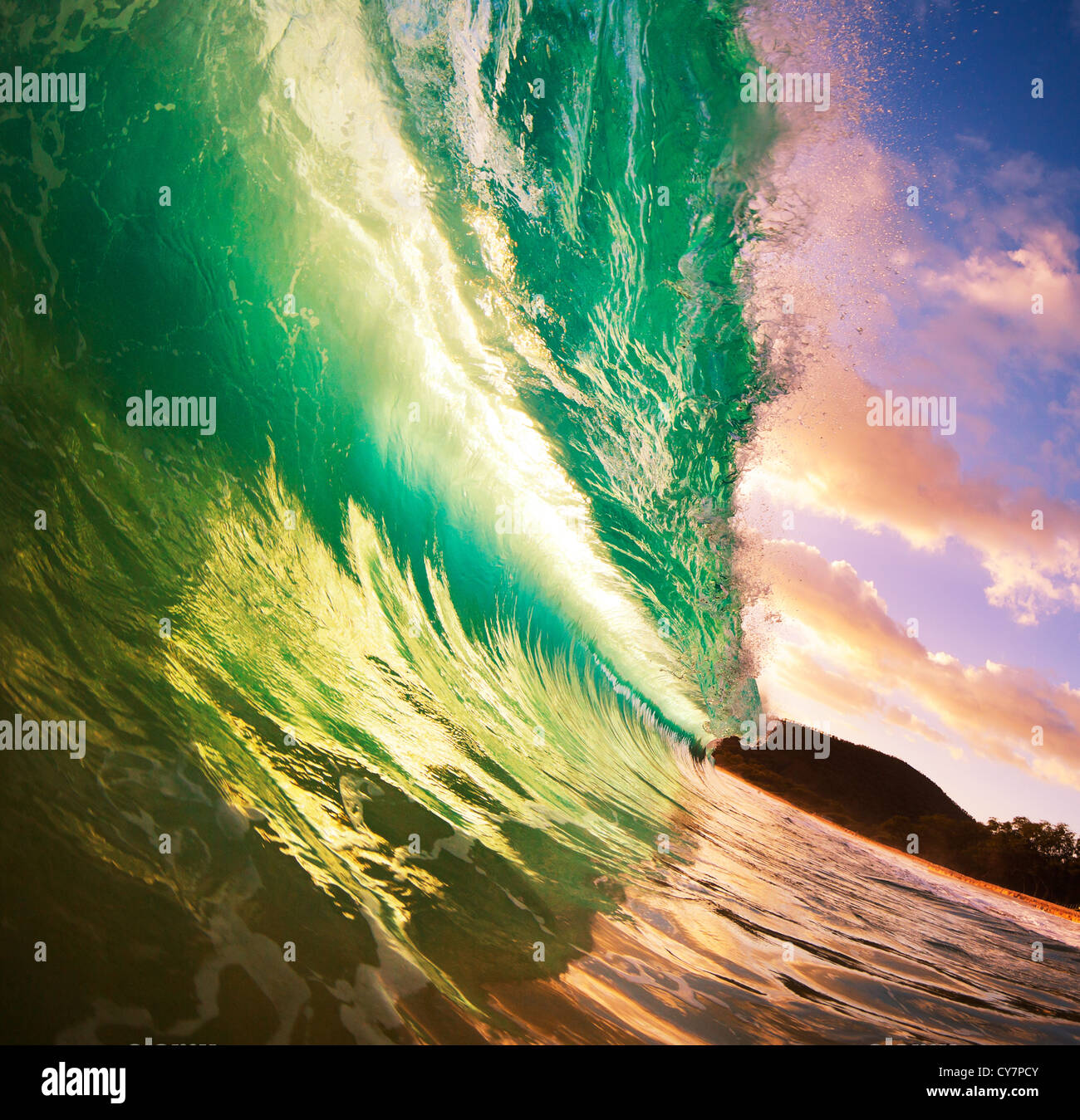 Beautiful Sunset Wave Stock Photo - Alamy