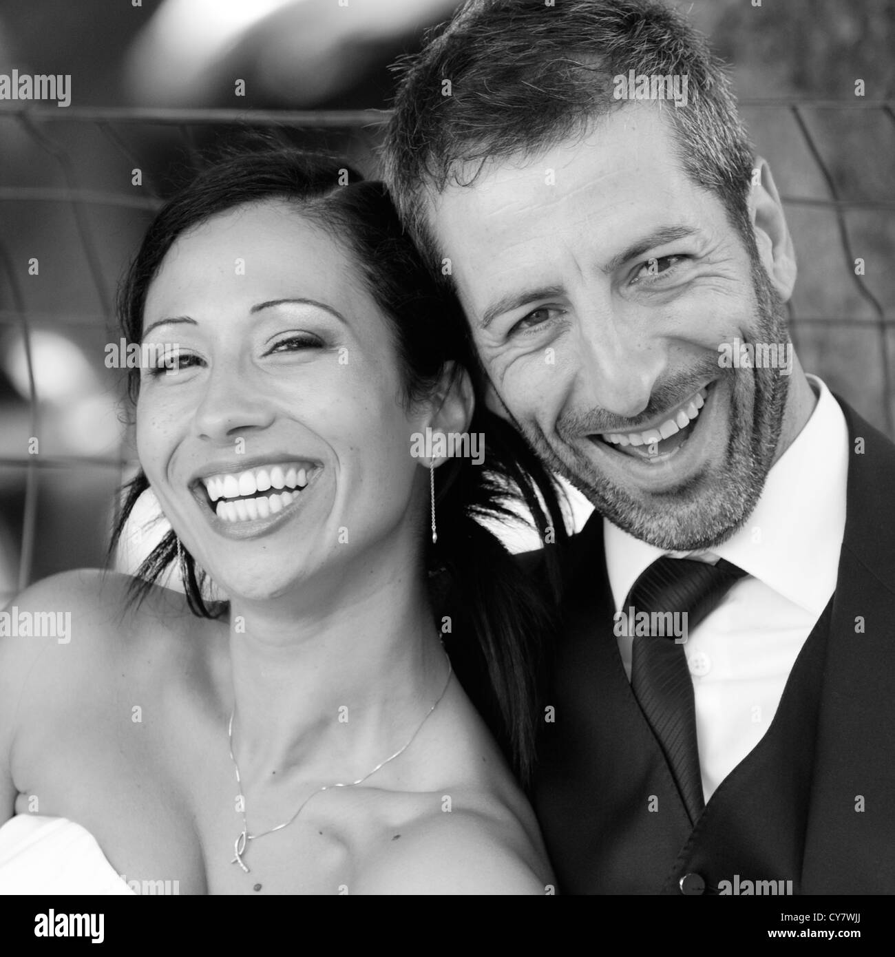 Young happy face woman looking Black and White Stock Photos & Images ...