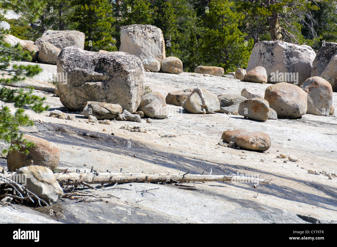 stones on the rocks in Yosemite National Park in California in the ...